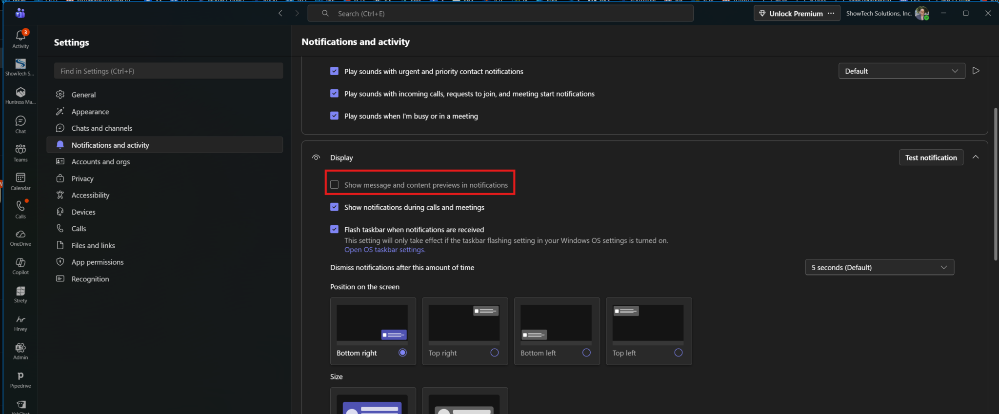 Microsoft Teams Tip by ShowTech: Hide Message Previews | ShowTech Solutions